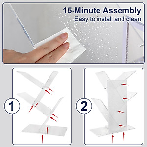 YiXinHo Book Shelf, 3 Tier Acrylic Small Bookshelf, Tiny Home Book/Cd/Movie Storage Cabinet, Bedroom/Room Corner/Office/Living Room/Desk Shelf Furniture