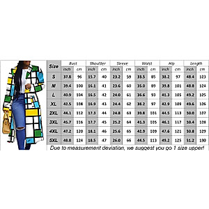 Women's Colored Geo Turn Down Collar Trench Coat Colorful Outerwear Cardigan Long Blazer Jacket(YE-5XL) Yellow