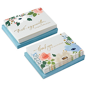 Hallmark Funeral Thank You Cards Assortment, Gold Foil Flowers (50 Thank You for Your Sympathy Cards with Envelopes)