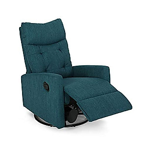 Christopher Knight Home Ishtar Glider Swivel Push Back Nursery Recliner, Teal, Black 35.75D x 25W x 39H in