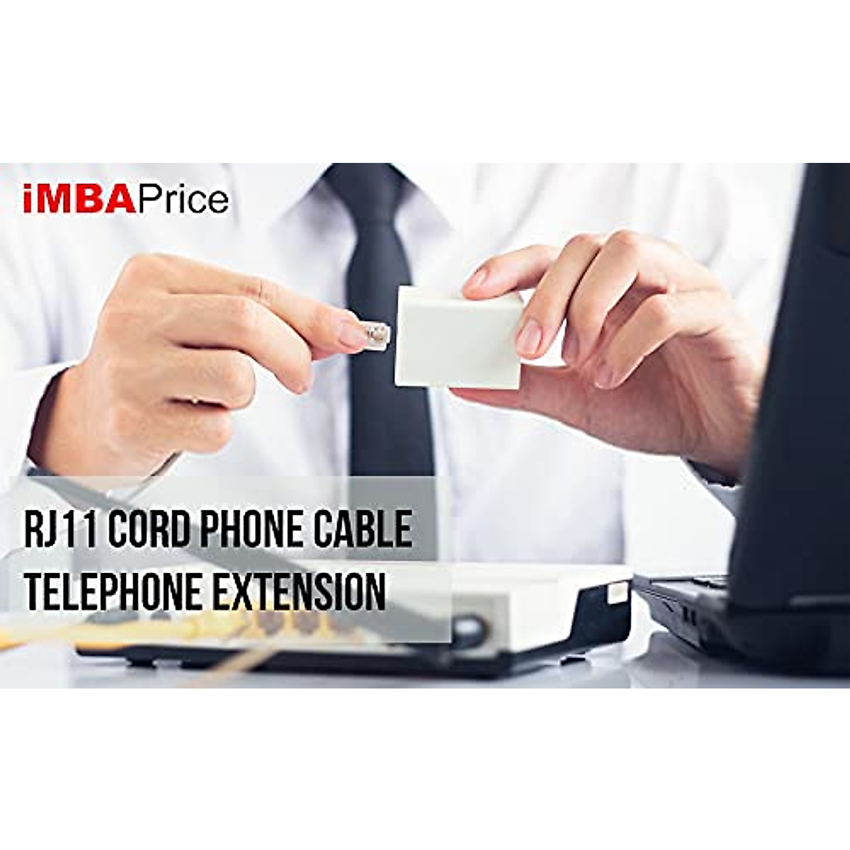 iMBAPrice 50 Feet Long Telephone Extension Cord Phone Cable Line Wire - White