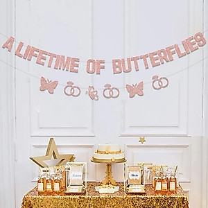 Rose Gold Glitter Butterfly Themed Bridal Shower Party Decorations, A Lifetime Of Butterflies Banner, Butterflies Bachelorette Decoration, Butterfly Theme Engagement Wedding Bachelorette Party Supplies