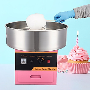Pink Electric Cotton Candy Machine with Stainless Steel Bowl and Sugar Scoop - Perfect for Kids Birthday and Family Party - Candy Floss Maker