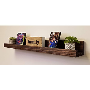Farmhouse Rustic Wooden Picture Ledge Shelf, Available in 20 Colors, 11 Sizes, Shown in Jacobean - Floating Shelf, Rustic Shelf, Open Shelving, Nursery Shelf, Floating Shelves, Modern Farmhouse