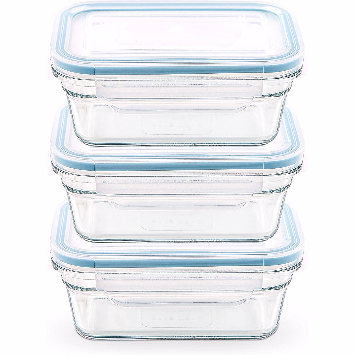 Snaplock Lid Tempered Glasslock Storage Rectangular Container Airtight 3 Container Set Anti Spill Microwave & Oven Safe 6.3cups/1500ml