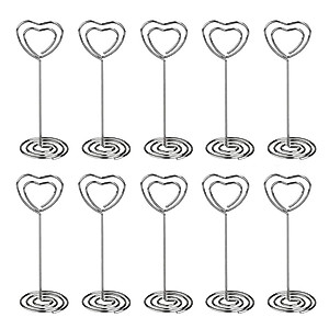 lasenersm 10 PCS 3.3 Inch Wedding Table Card Number Holders Table Card Photo Menu Name Display Stand Holder for Wedding Banquet Party, Silver Color