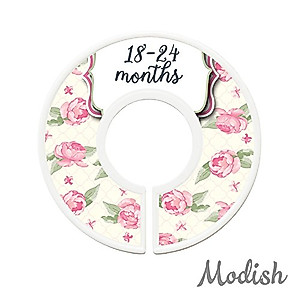 Modish Labels Baby Clothes Size Dividers, Baby Closet Organizers, Size Dividers, Baby Closet Organizers, Closet Dividers, Clothes Organizer, Nursery Décor, Girl, Flowers, Shabby Chic (Baby)