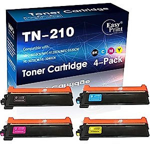 EASYPRINT (1xSET, BCMY) Compatible TN-210 TN210 Toner Cartridges Work for Brother HL-3040CN, HL-3045CN, HL-3070CW, HL-3075CW, MFC-9010CN, MFC-9120CN, MFC-9125CN, MFC-9325CW, MFC-9320CW, (4-Pack)