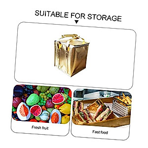 NOLITOY 2pcs Small Foldable Drink Bags Convenient and Cold Cake Hot Take-out Grocery Soft Fresh-keeping Warmer Out Zipper Heat Pouch Insulated Food Storage Bag Back Aging Practical