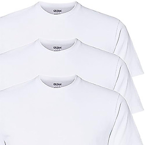 Gildan Men's Cotton Stretch T-shirts, Multipack, Artic White (Crew 3-Pack), Small