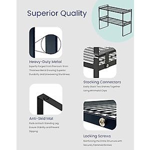 Better House 2 Pack Cabinet Shelf The Ultimate Standing Stackable Space Saving Closet Shelves Steel Frame Rust Resistant Organizer For Your Kitchen Bathroom (Stacked Size L20 x D8.25 x H14.6 in)