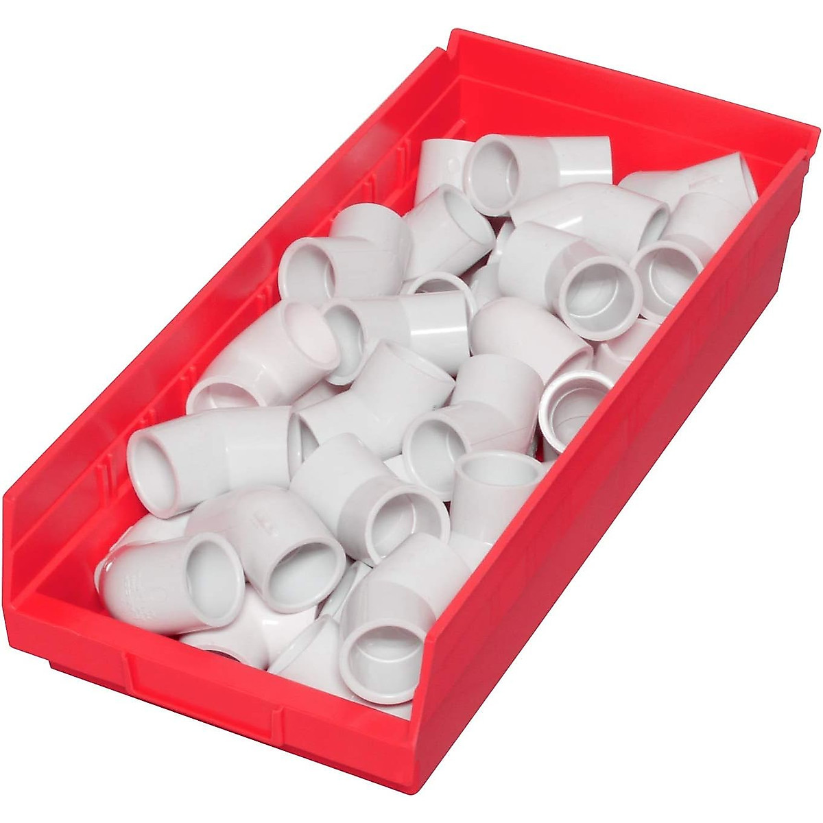 Akro-Mils 30158 Plastic Nesting Shelf Bin Box, (18-Inch x 8-Inch x 4-Inch), Red, (12-Pack)