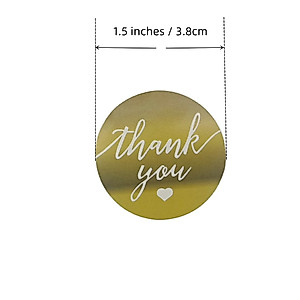 Cafurty 500 Sheets Thank You Labels Sticker Round 1.5", Thank You Sticker for Birthdays, Weddings, Giveaways, Bridal Showers and Perfect for Small Business Owner - Yellow