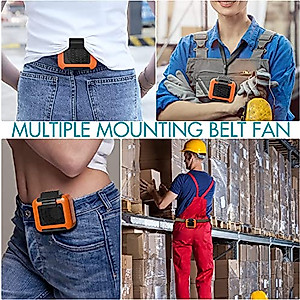 Mini Waist Fan, 6000mAh Rechargeable Portable Waist Clip Fan, Small Battery Operated Belt Fan, Max.24H, 3 Speeds, Personal Body Fan and Power Bank with Lanyard, Belt for Travel Golf Fishing Jobsite
