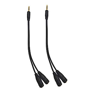 Traovien 3.5mm Splitter , 2Pcs Y Splitter Adapter Wire , 3.5mm Jack Separate Headphone & Mic Plug Adapter 1Male to 2 Female(0.2M/8Inch)