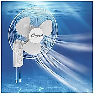Wall Mount Fan, Quiet Wall Fan 16'' 3-Speed, Supports 90° Oscillating and 60° Vertical Tilt, 6 FT Power Cord, ETL Listed, Helps Circulate Air in Bedroom, Kitchen, Bathroom, Gym, Camper and Patio