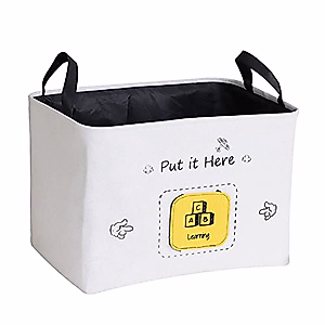 LLoptial Storage Basket, Fabric Storage Organizer Box with 4 Stickers for Home, Office, Shelf, Pet/Children Toys, Books, Clothes, Dolls