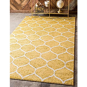 Unique Loom Trellis Frieze Collection Area Rug - Rounded (4' 1" x 6' 1", Yellow/ Ivory)