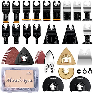 CONNOO 86 Pack Oscillating Saw Blades with Case, Arc Edge Multitool Blades, Oscillating Tool Blade, Bi-Metal for Wood/Metal/Plastic Kits Fit Dewalt Milwaukee Ryobi