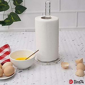 Dino74 Clear Acrylic Paper Towel Holder - Toilet Tissue Rolls Stand Organizer Countertop for Kitchen Accessories, Bathroom or Living Room