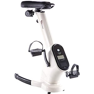 Upright Training X-Bike With Magnetic Resistance - Exercise Cycling Bicycle for Cardiac Aerobic Exercise, White - Keep Fit at Work or Home - 8 gears - Digital Display - Arm Rest - Non-Slip Pedals