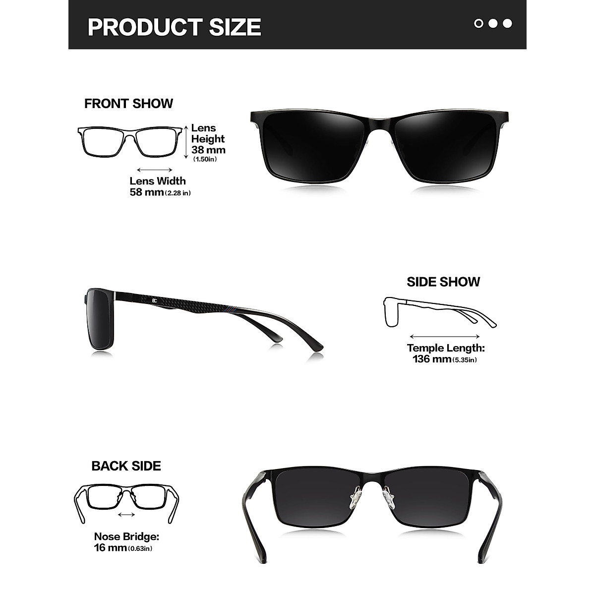 BIRCEN Mens Sunglasses Polarized UV Protection: Classic Shades for Men Driving Fishing with Al-Mg Metal Frame