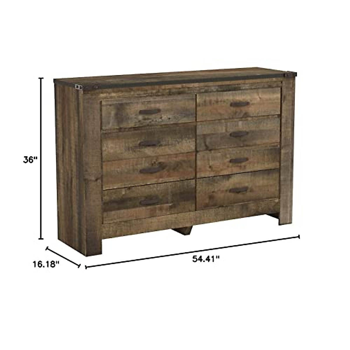 Signature Design by Ashley Trinell Rustic Youth 6 Drawer Children's Dresser with Nailhead Trim, Warm Brown