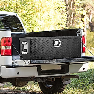 VEVOR Heavy Duty Aluminum Truck Bed Tool Box, Diamond Plate Tool Box with Side Handle and Lock Keys, Storage Tool Box Chest Box Organizer for Pickup, Truck Bed, RV, Trailer, 30"x13"x9.6", Black