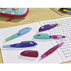 Ergonomic School Fountain Pen - STABILO EASYbirdy - M Nib - Right Handed - Turquoise/Neon Pink