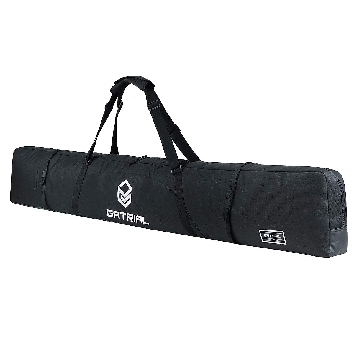 G GATRIAL Snow Padded Ski Bags for Air Travel - Single Ski Carry Bag for Cross Country, Downhill, Ski Clothes, Snow Gear, Poles and Accessories for Ski Carrier Travel Luggage Case Black 185CM