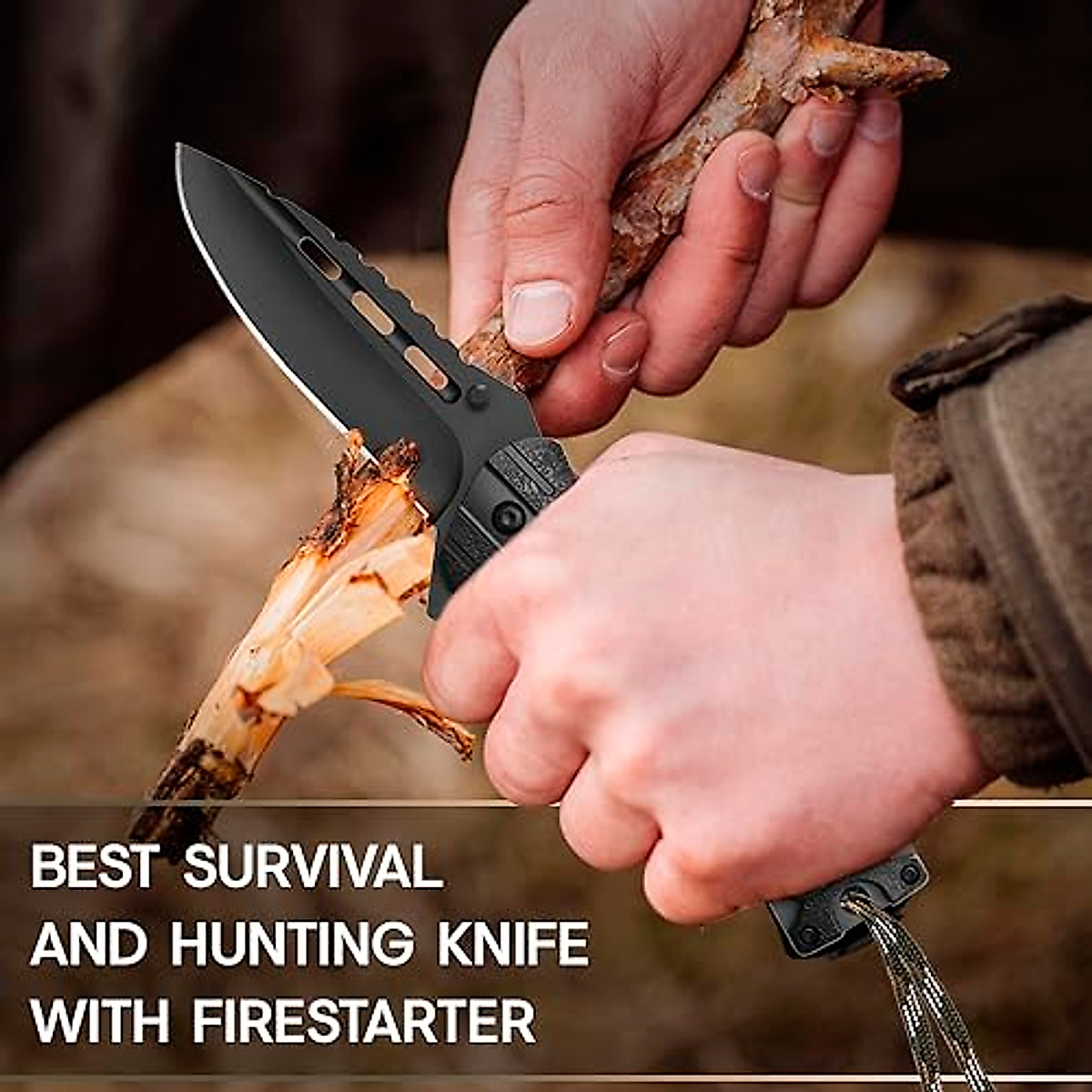 Grand Way Pocket Knife - Tactical Folding Knife - Spring Assisted Knife with Fire Starter Paracord Handle - Best EDC Survival Hiking Hunting Camping Knife - Knife with Firestarter and Whistle 6772