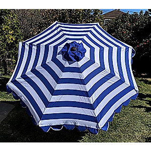 BELLRINO DECRO Royal/White Scalloped Edge Replacement Edge Umbrella Canopy for 9ft 8 Ribs (Canopy Only) C004-8RW-ROYAL