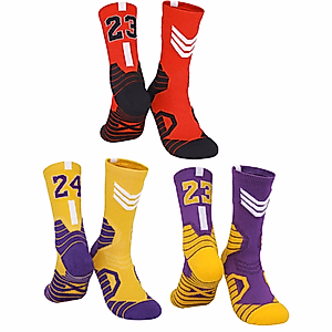 Bingfone 3 Pairs Basketball Socks,Compression Socks,Athletic Socks,Sport Socks for Men & Women,Running,Climbing (SET)