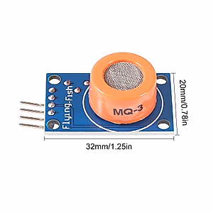 ACEIRMC 5pcs MQ-3 MQ3 Alcohol Sensor Module Breath Gas Detector Ethanol Detection Module for Arduino Raspberry Pi ESP8266 MQ3 5V DC (MQ-3)