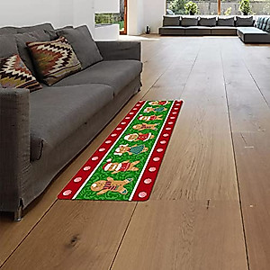 Libaoge Kitchen Mat Rug Set of 2 Merry Christmas Gingerbread Man Green and Red Runner Rug Anti-Fatigue Comfort Memory Foam Standing Mat Non-Slip Floor Door Mat for Bathroom Bedroom 18x30in+18x60in