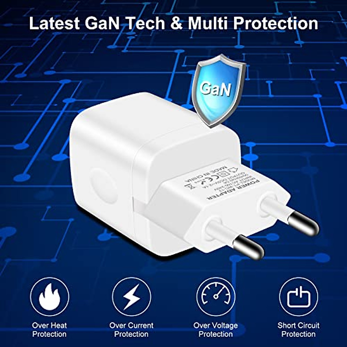 European Travel Plug Adapter Charger for iPhone Samsung Android Phone,International Power Adaptor with 2 Charger Port USB, EU Wall Charging Block Brick Plug in Europe Germany Outlets Power Strip