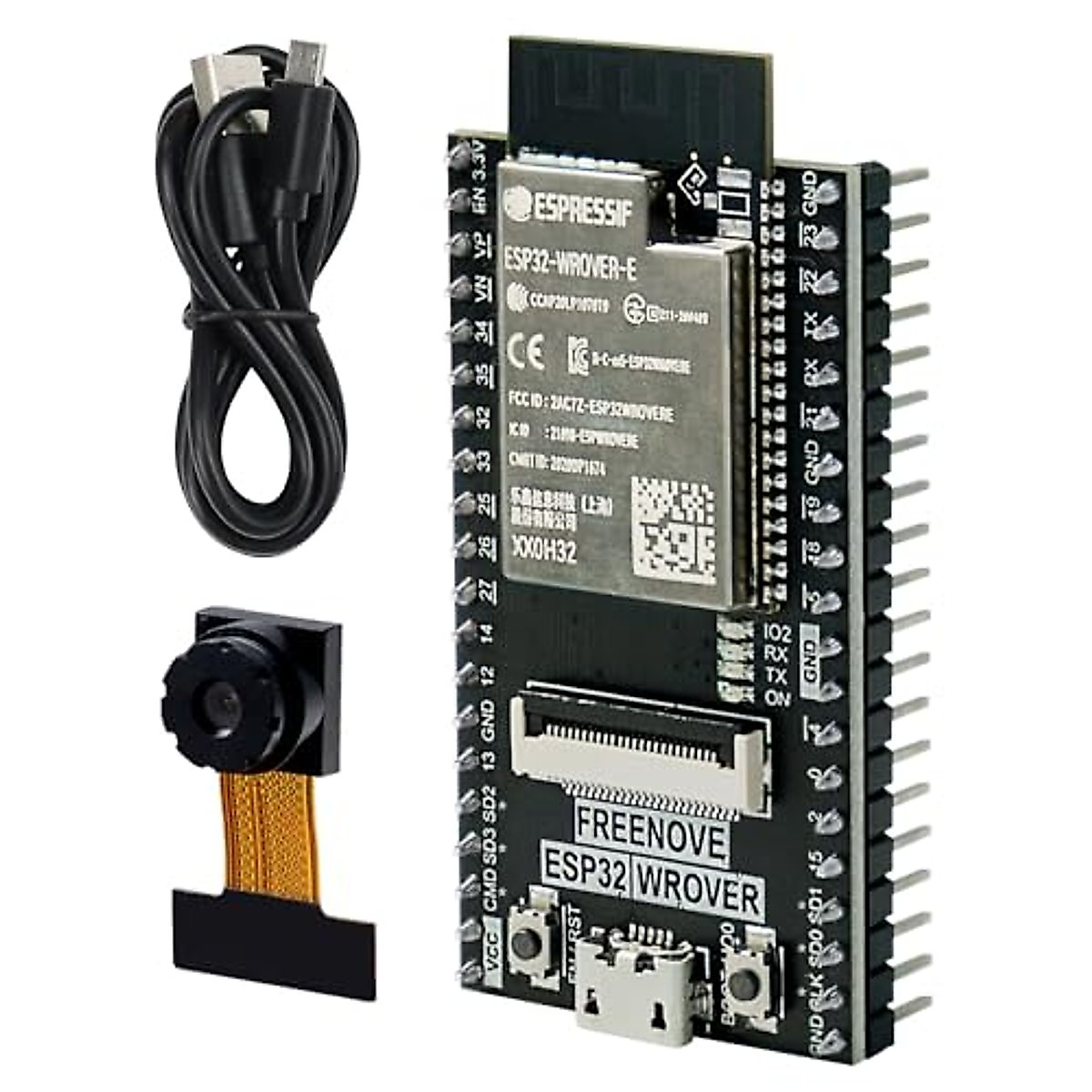 Freenove ESP32-WROVER CAM Board (Compatible with Arduino IDE), Onboard Camera Wireless, Python C Code, Detailed Tutorial, Example Projects