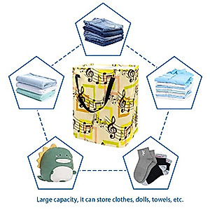 Music Noted in Square Shape Pattern Print Collapsible Laundry Hamper, 60L Waterproof Laundry Baskets Washing Bin Clothes Toys Storage for Dorm Bathroom Bedroom