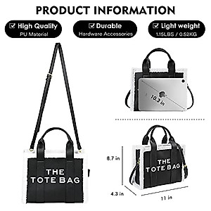 JQAliMOVV The Tote Bags for Women - Personalized Leather Tote Bags Mini Top-Handle Crossbody Tote Bag Handbag for Travel Work Shopping (Black)