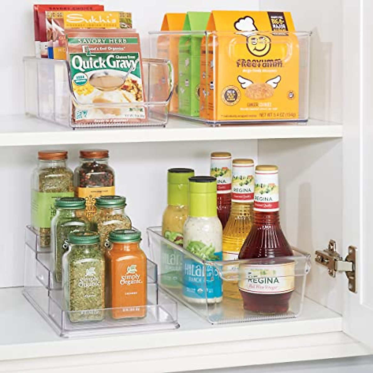 iDesign Recycled Plastic 3-Tier Stadium Spice Rack Organizer for Kitchen, Fridge, Freezer, Pantry and Cabinet Organization, The Linus Collection – 6.25" x 4" x 1.25", Clear