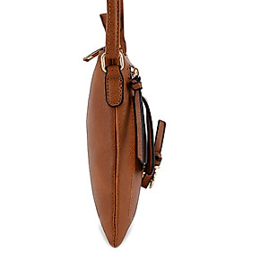 V+BENIE Gold Button Small Crossbody Bag, Brown