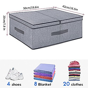 Onlyeasy Fabric Foldable Large Storage Boxes 2 Pack- Bins Cubes Dividers Containers Baskets Cloth Closet Shelf Cubby Bookcase Baby Organizer for Home with 2 Lids, 19.7"x16.5"x7.9", Grey, MNDLB50P2