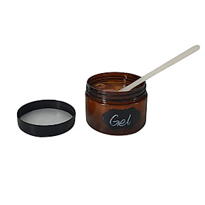 zmybcpack 20 Pack 4 OZ(120ml) Amber Plastic Jars with Black Lids, 10 Spatulas, A Pen, Labels - PET Storage Container for Cosmetic, Cream, Gel, Lotion-Travel Jar Plastic Slime Jars