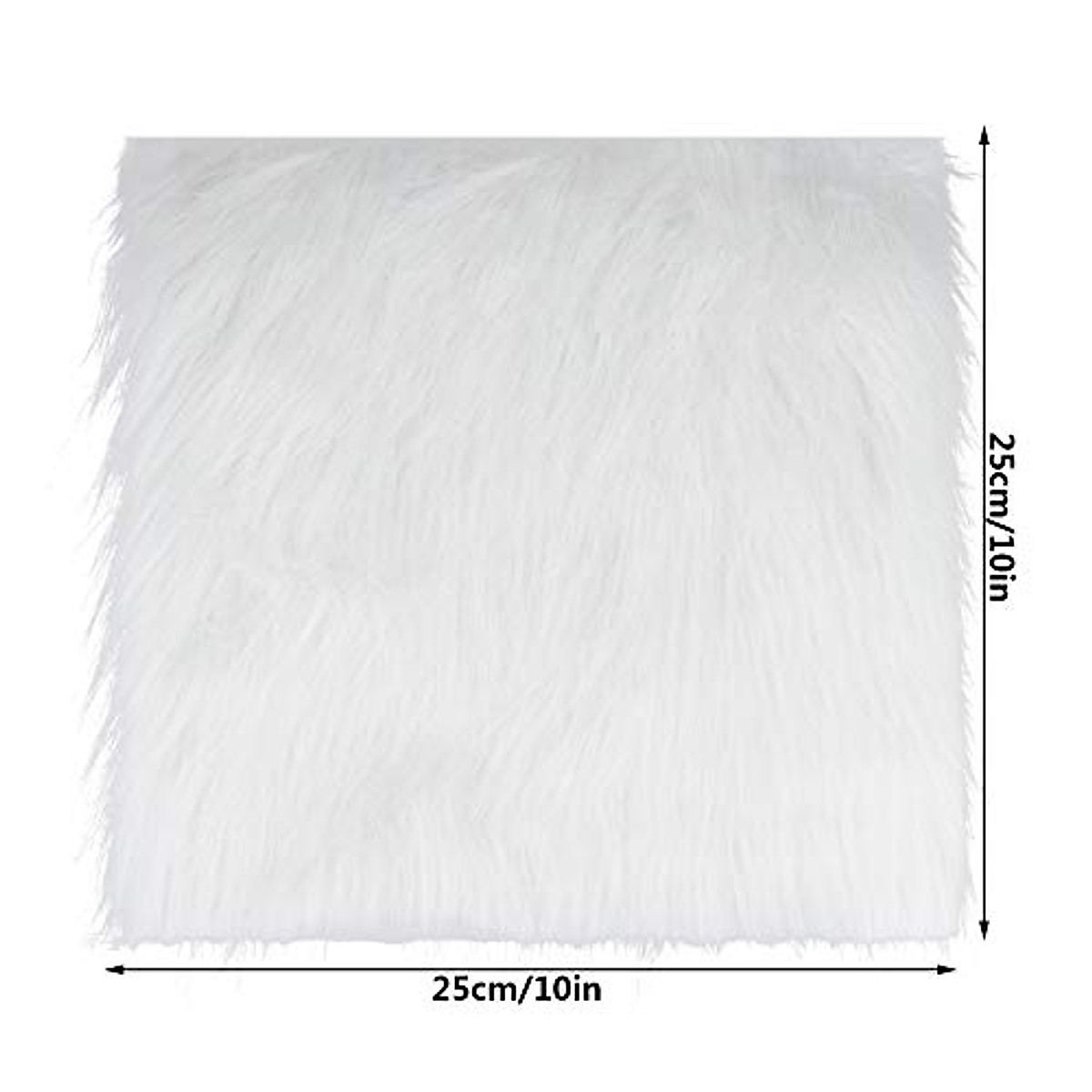 4pcs Faux Fur Shaggy Fluffy Faux Fur Fabric for DIY Craft Costume Seat Cushion Pad 10x10inch (White)