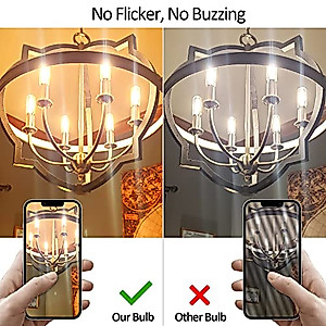 E12 LED Light Bulb 6W Dimmable 60W Equivalent 6-Pack, T6 T25 E12 Candelabra Bulb 600LM LED Filament Bulbs 2700K Warm White with Clear Glass for Chandeliers, Ceiling Fan,Pendant,Wall Sconce,CRI 95+