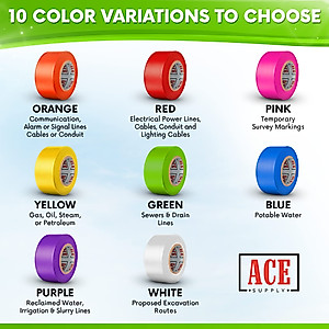 ACE Supply Orange Flagging Tape Survey Tape - Non-Adhesive 12 Pack - 1.5" Width, 150' Length, 2 Mil - Tree Tape for Branches, Surveyors Tape, Flag Tape