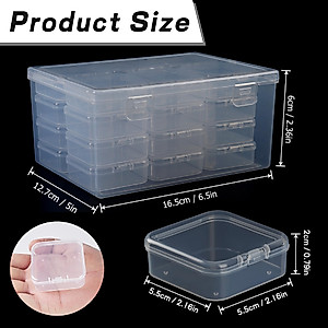 12 Pack Small Plastic Beads Storage Containers Box, Clear Bead Organizer Case with Snap-Tight Closure Hinged Lid for Storage Small Items, Beads, Crafts, Jewelry, Hardware (2.17 x 2.17 x 0.79 in)