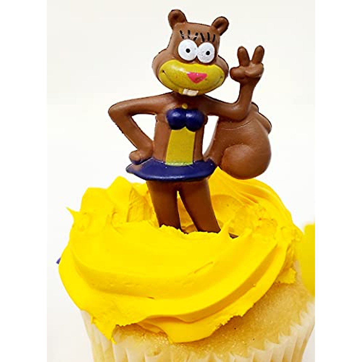 Spongebob Squarepants 11 Piece Birthday Cupcake Topper Set Featuring 2" to 3" Cupcake Toppers of Squidward, Sandy Cheeks, Patrick Star, Mr. Krabs, Plankton, Gary and More