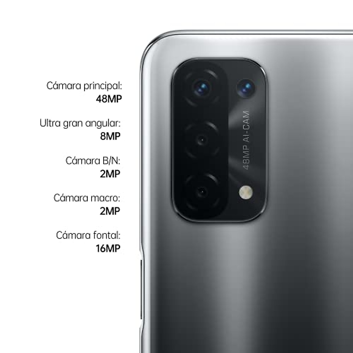 Oppo A54 Dual-SIM 64GB ROM + 4GB RAM (GSM Only | No CDMA) Factory Unlocked 5G Smartphone (Fluid Black) - International Version