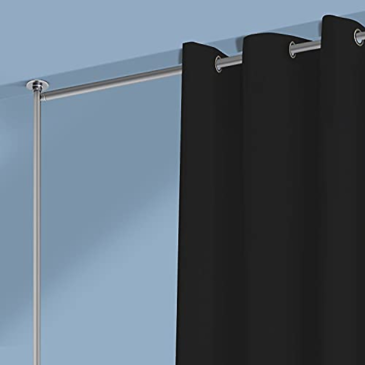 Room/Dividers/Now Zenfinit Curtain Divider Stand - Freestanding Vertical Room Dividers Stand for Room Separation - Self-Standing Divider for Privacy - Medium, 4 Ft x 6 Ft x 8 Inches Wide, Silver